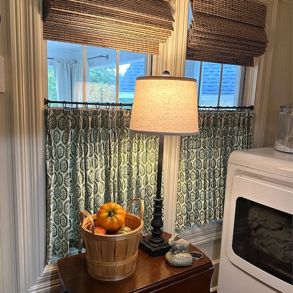 Pleated Lynn Block Print Cafe Curtain , Tier Curtains, Kitchen ...