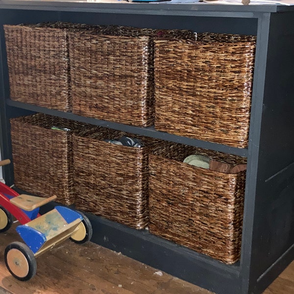 Large Wicker Basket for Shelf Closet Organize With Label and Bamboo ...