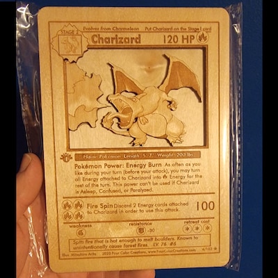 Charizard 3D Wooden Pokemon Card Wooden 3D Laser Engraved Pokemon Gift ...