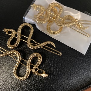 Set of 2 Alloy Metal Snake Hair Clips Golden Snake Hair - Etsy