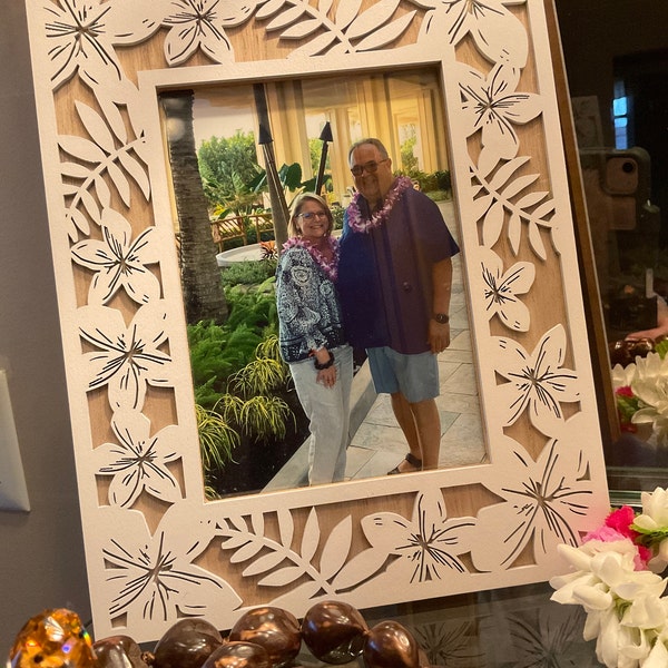 Aloha Tropical Leaf Picture Frame 5x7 | School Year, Wedding Frame for ...
