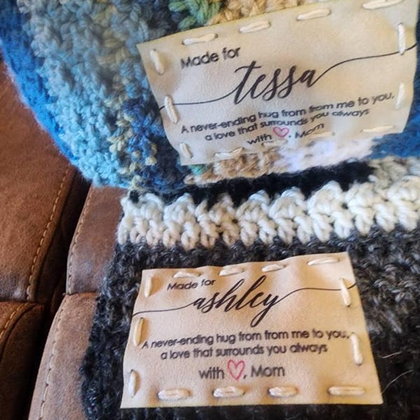 Colour Large Blanket Tag, Label for Blanket, Wedding Gift, Couple Name ...