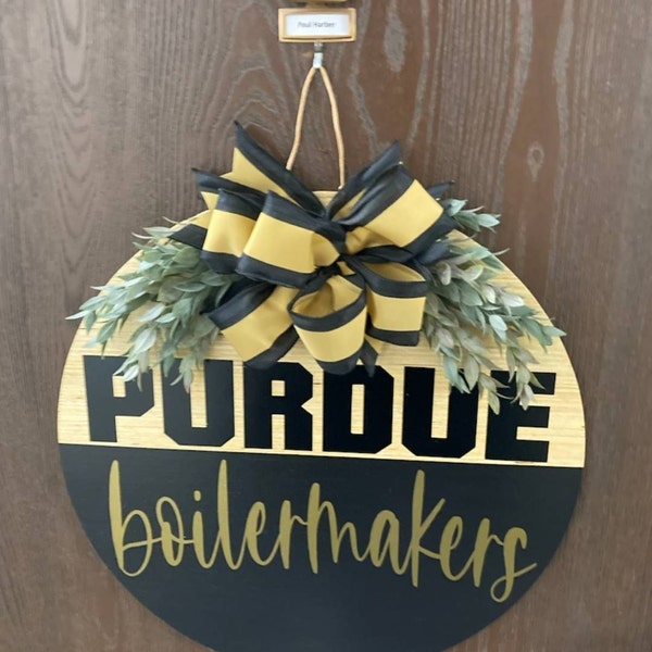 Purdue Front Door Decor | Boilermakers Sign | Purdue Wreath | Football ...