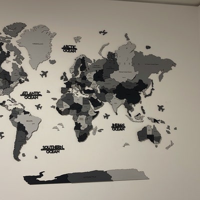 3D Wooden World Map, Wood Map Wall Art, Travel Map, Housewarming Gifts ...