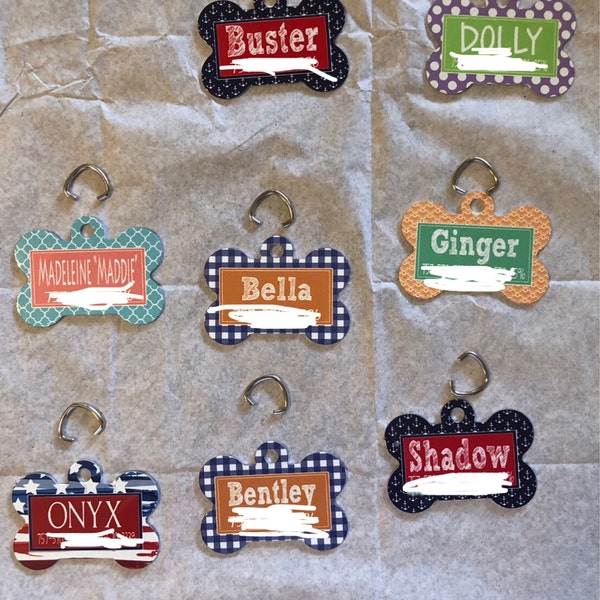Pet ID Tag-new Large Pet Tag, 2"x 1.25"bone Tag. Personalized Dog, Pet ...