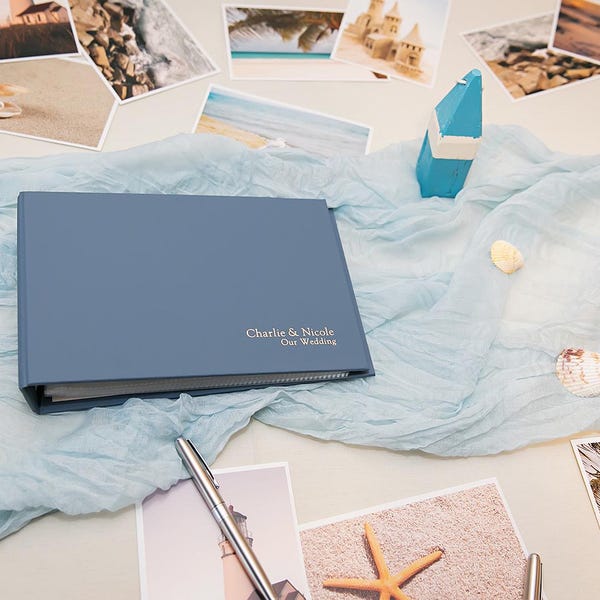 Officiant Binder With Natural Linen Personalized Gold Embossed Wedding ...