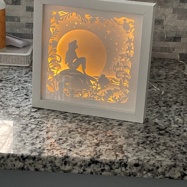 The Little Mermaid, Ariel, Beach Life, Decorative Shadow Box Shadowbox ...