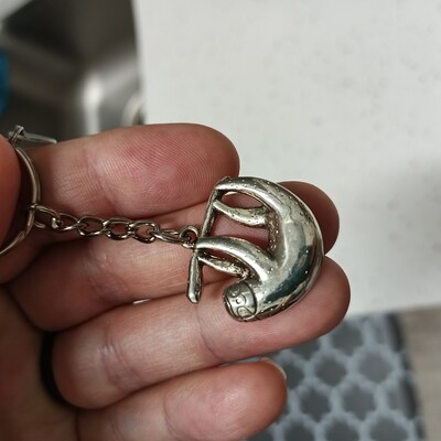 Sloth Keychain, Sloth Key Ring, Silver Sloth Charm, Sloth Gifts ...