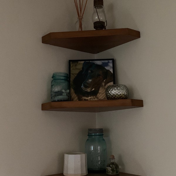 Pentagonal Corner Shelf: Rustic Floating Nightstand, Home Office Decor - Etsy