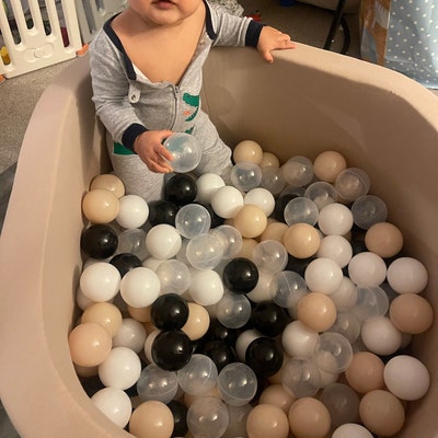 Beige Ball-pit Round 200 Balls Included Baby Foam Round Ball Pit, Ball ...
