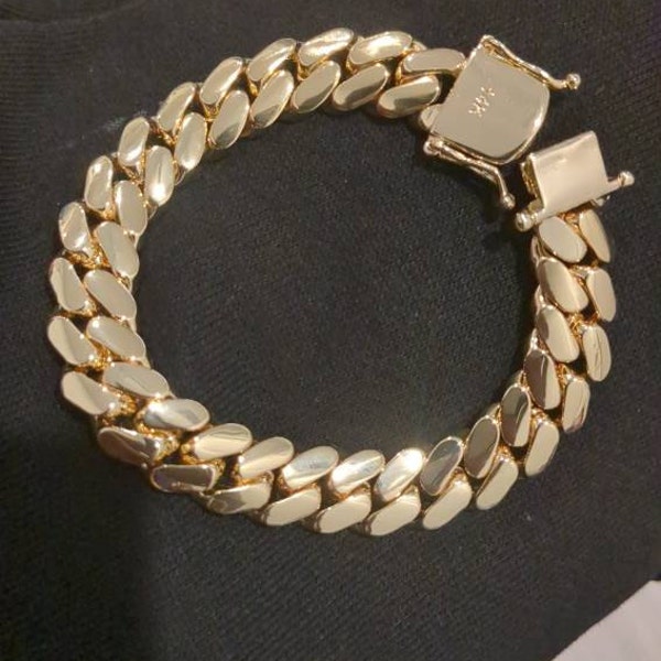 Cuban Link Chain Necklace 14K 10MM Gold Plated, Handmade Gold Jewelry ...
