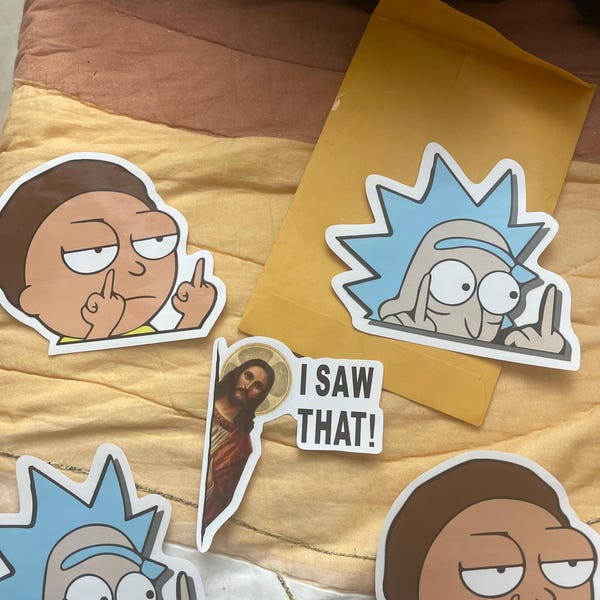1pcs of Rick and 1pcs of Morty Middle Finger Funny Vinyl 5" Stickers ...