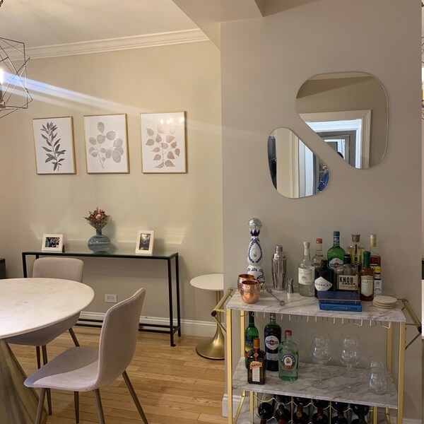 Asymmetrical Bathroom Mirror With Led Lights, RGB Led Vanity Mirror ...