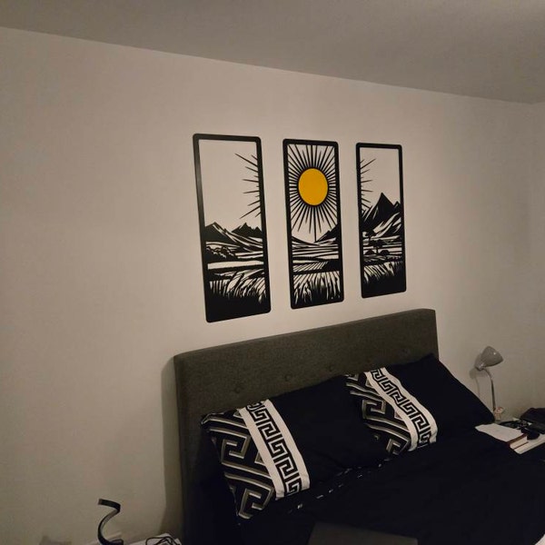 Metal Pine Tree Silhouette Wall Art, Handcrafted Forest Landscape Decor ...