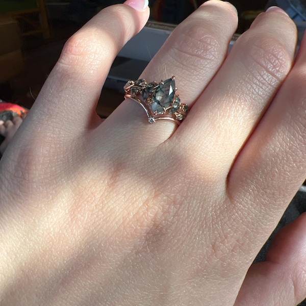 14K Gold "swoop" Ring, Diamond Ring, Diamond Chevron Ring, V Ring ...