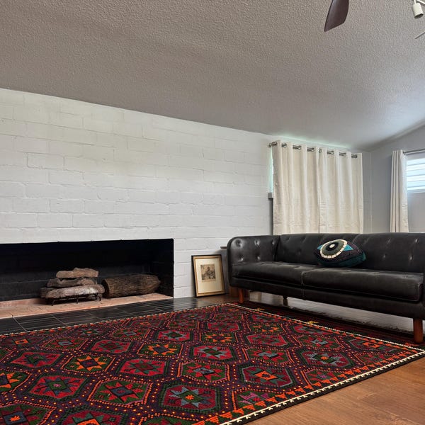 3x7 Vintage Rug, Navy Red Turkish Rug, Anatolian Rug, Bedroom Rug ...