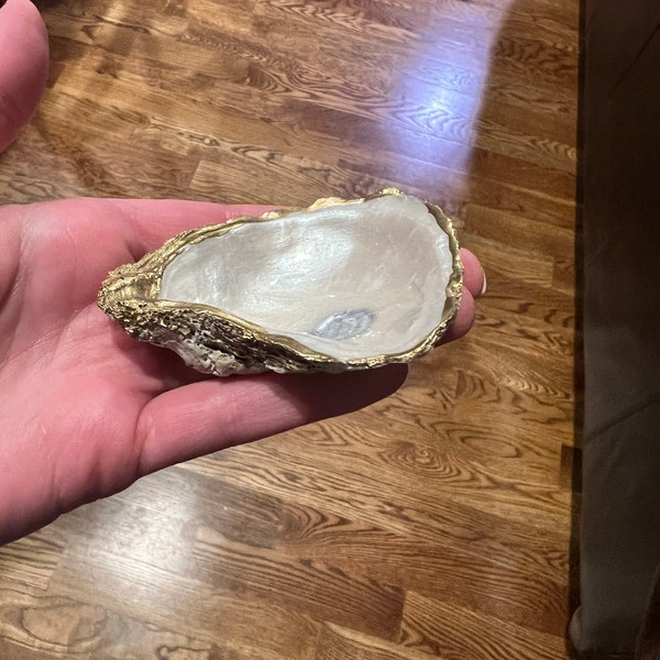 Silver Jewelry Oyster Shell Trinket Dish Holder Decorative Decoupage ...