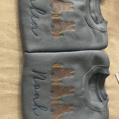 Embroidered Personalised Easter Top, Bunnies With Bows - Etsy UK