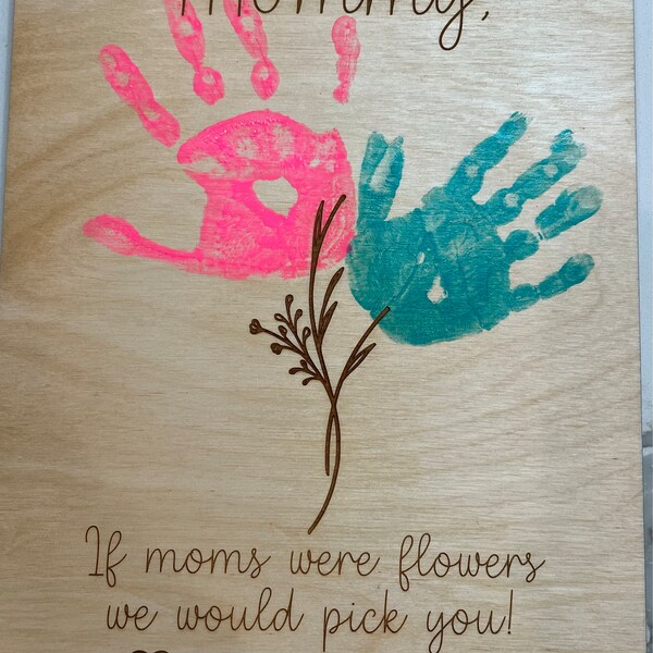 Mothers Day Handprint Art, Handprint Flower Bouquet, Sentimental Gift ...