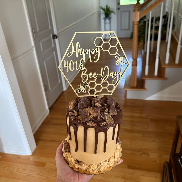 Custom Bee Cake Topper Personalized Honeycomb Cake Topper Bee Themed ...