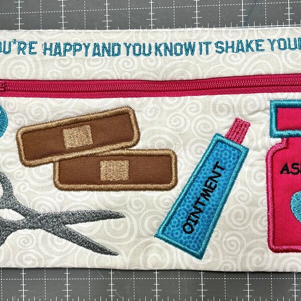 ITH First Aid Zipper Bag, in the Hoop Zipper Bag, Medical Zipper Bag ...