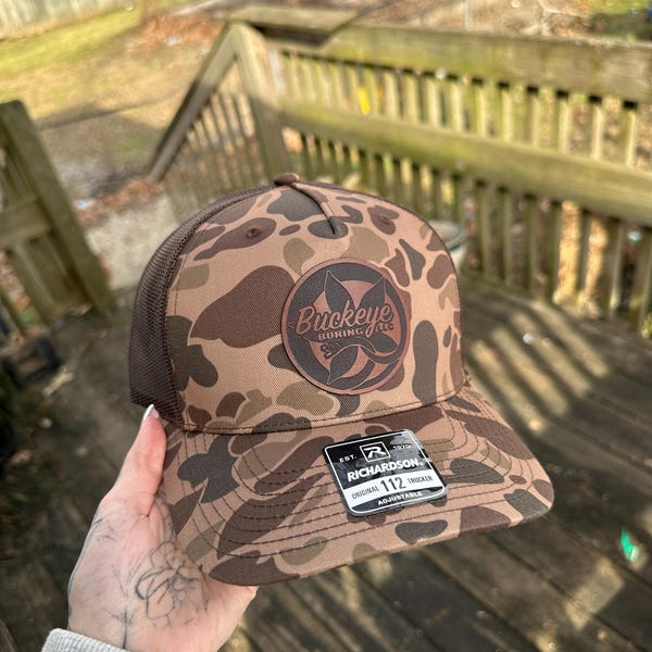 Richardson 112 PFP Custom Leather Patch Hat, Duck Camo, Printed Five ...