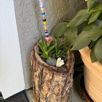 14 Inch Jeweled Garden Stake, Planter Stake, Round Prism Garden Stick ...