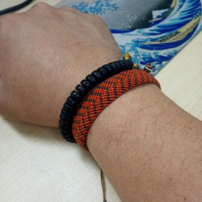 Masculine Elegance Wide Orange Macrame Bracelet for Men Strong and ...