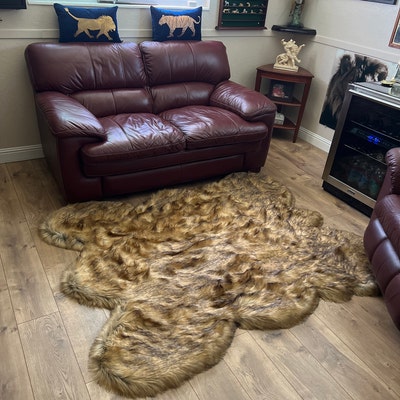 Hand Made Black BEAR SKIN RUG Manmade Faux Fur. Looks and Feels Like ...