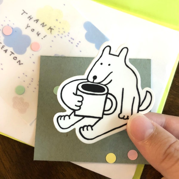 Coffee Dog Vinyl Sticker - Etsy