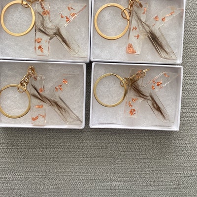 Resin Alphabet Keychain Gold Letter Keychain Personalised - Etsy