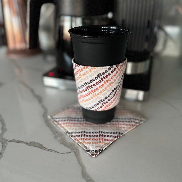 Reusable Coffee Cup Sleeve, Custom Cup Sleeve, Fabric Coffee Cozy ...