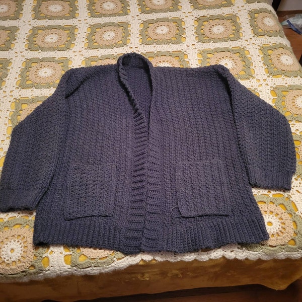 Crochet Pattern Textured Crochet Cardigan Easy Pocket Cardigan Waffle ...