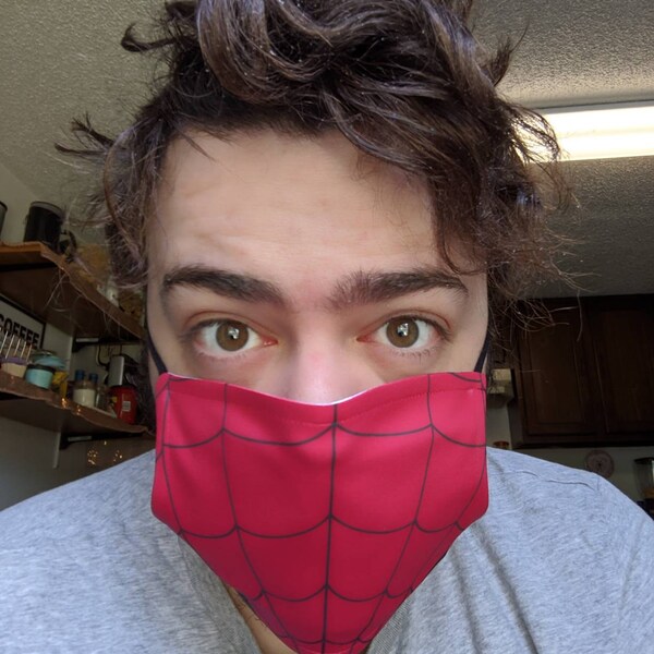 Spider Web Face Mask With TWO Filters and Pocket | Super Hero Mask ...