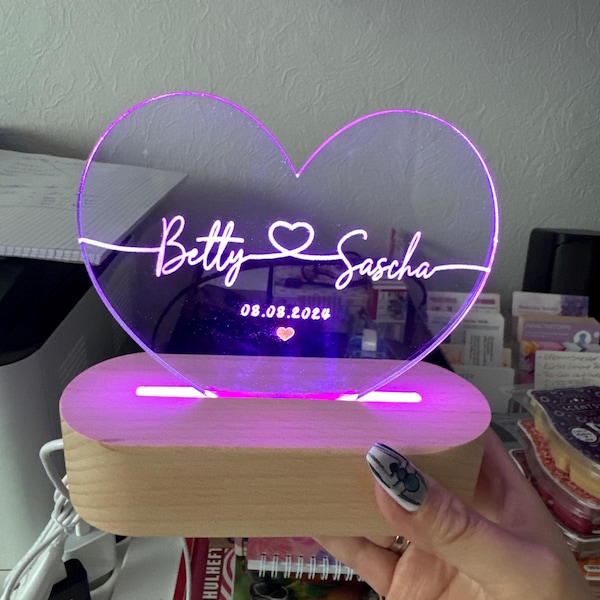 LED Heart Couple Name Light,shaped Name Light,custom Wedding Night ...