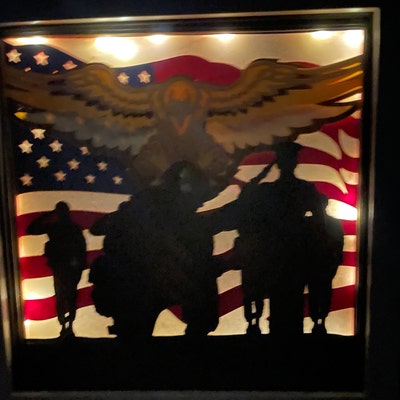 Fallen Soldier 3D Shadow Box Template, Light Box SVG, 3D Shadow Box SVG ...