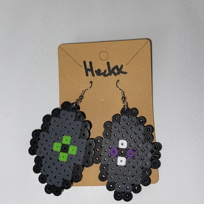 Perler Bead Minecraft Disc Earrings - Etsy