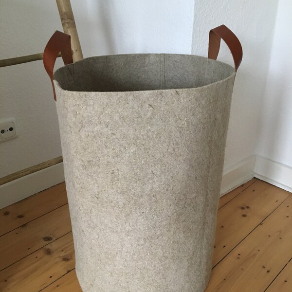 Large Tall Laundry Hamper 26"h and 17"w | Natural Linen Storage Basket ...