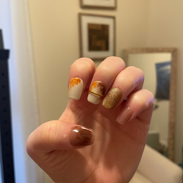 Retro European Nail/long Almond Nails/handmade Press on Nails/red and ...