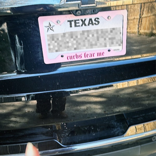 Curbs Fear Me License Plate Frame, Pink Funny Y2k Vehicle Accessories ...