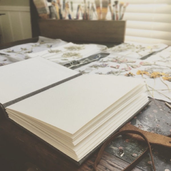 Linen and Leather Watercolor Sketchbook Natural Linen With Leather Tie by Small Oak Studios - Etsy