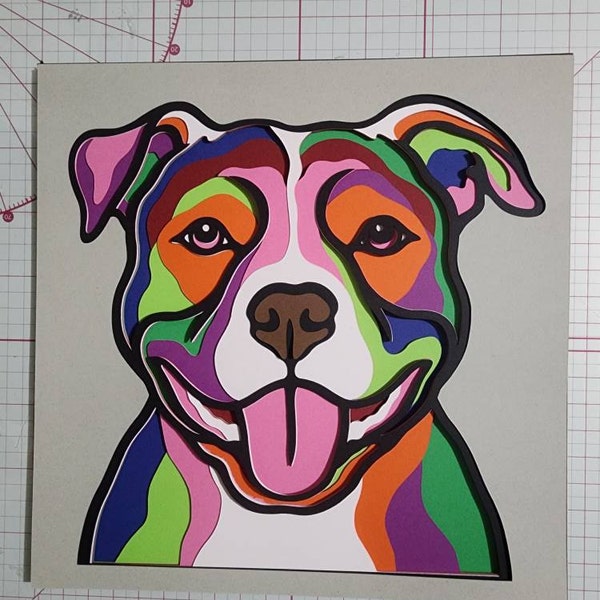 Staffordshire Terrier 3D Shadow Box SVG, Layered Dog Papercut Art ...