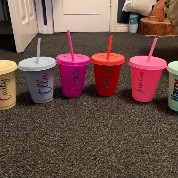Personalized Kids Cold Cup With Straw: Holographic Name Party Favor - Etsy
