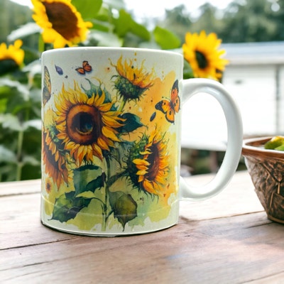 Sunflowers Mug Press Sublimation Design, Sunflower Mug Sublimation ...