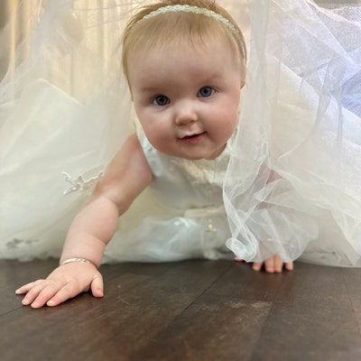 Baby Tiara Hair Band for Baptism Christening Lace and Pearls - Etsy UK