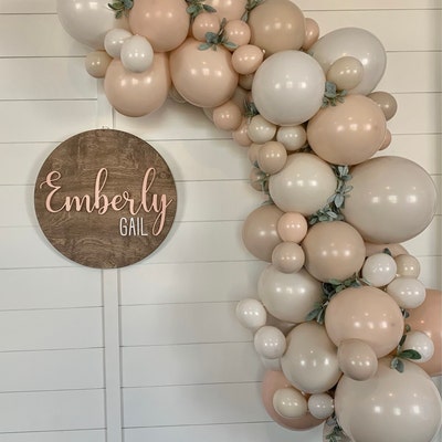 Round Nursery Name Sign, Baby Shower, Round Plaque, Personlized Wooden ...