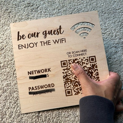 Wifi Password QR Code Wooden Sign / Office / Restaurant / Rental ...