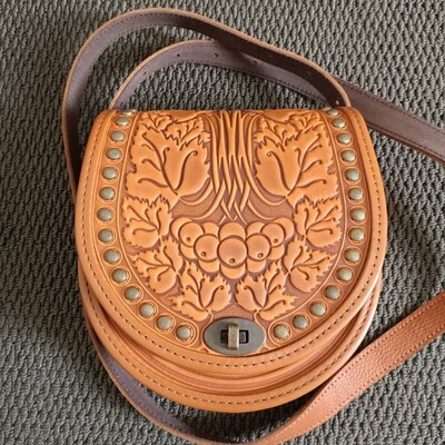 Foxy Bag With Metal Round Leather Bag Embossed Bag Foxy - Etsy