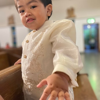 FILIPINIANA ITNEG FABRIC Mestiza Sleeve Denim Dress Barong - Etsy