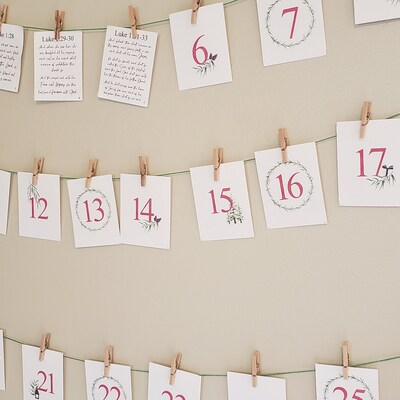 Printable Advent Calendar, Christmas Countdown PDF, Scripture Cards ...
